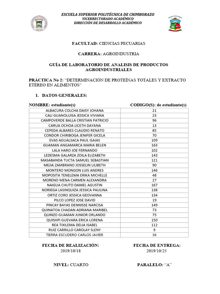 GUIA N°2 APAI Proteinas y Extracto Etereo | PDF | Ácido | Amoníaco