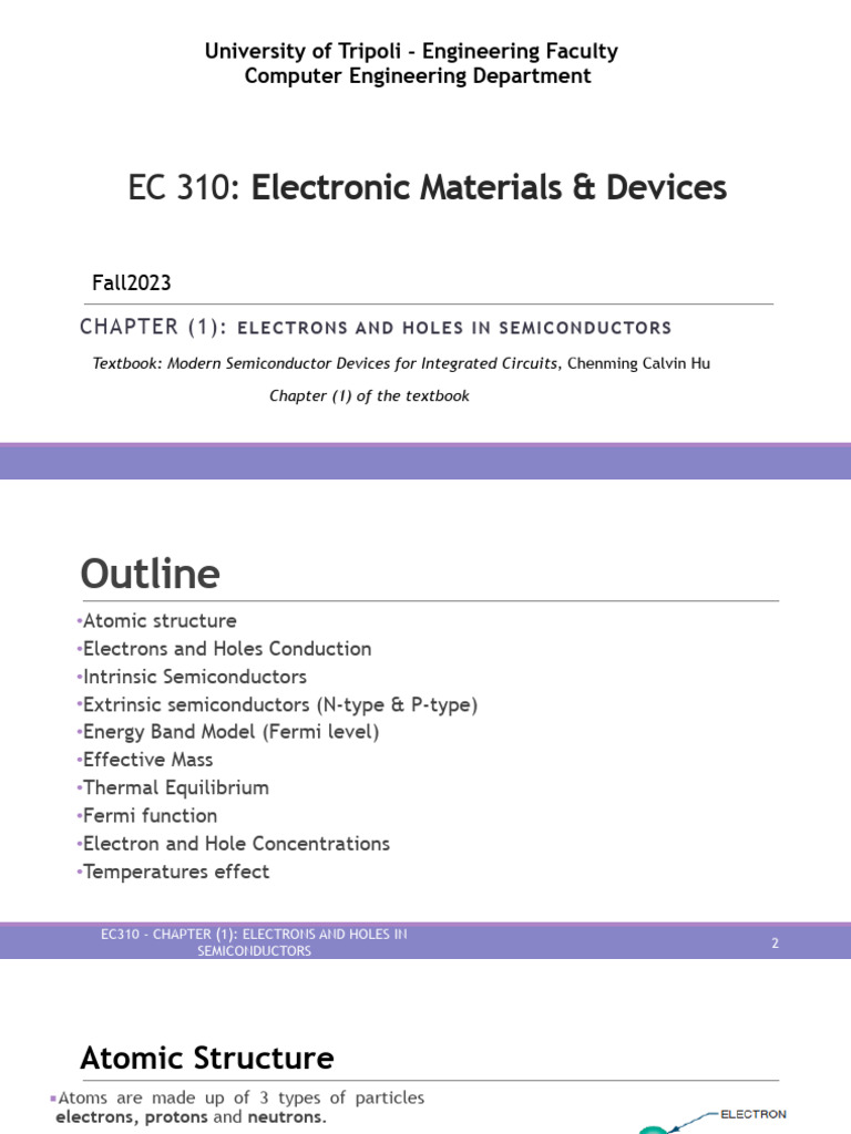1-Electrons and Holes in Semiconductors | PDF | Semiconductors | Doping (Semiconductor)