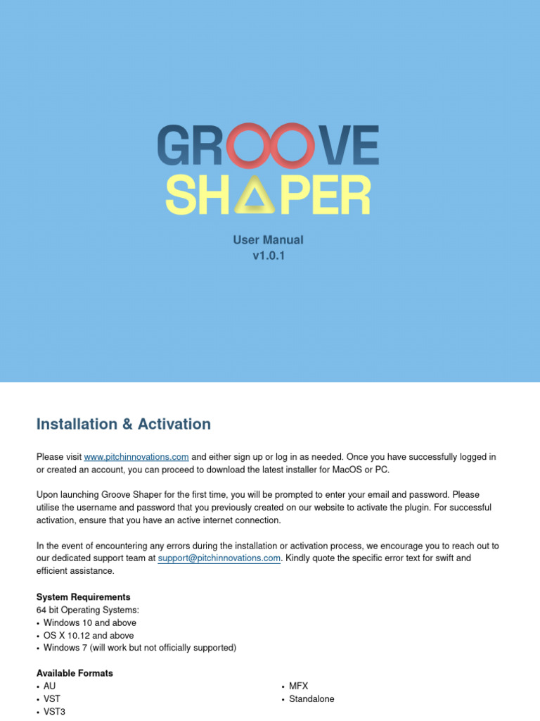Pitch Innovations Groove Shaper Manual | PDF