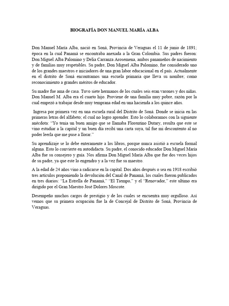 Biografía Don Manuel María Alba | PDF | Historia