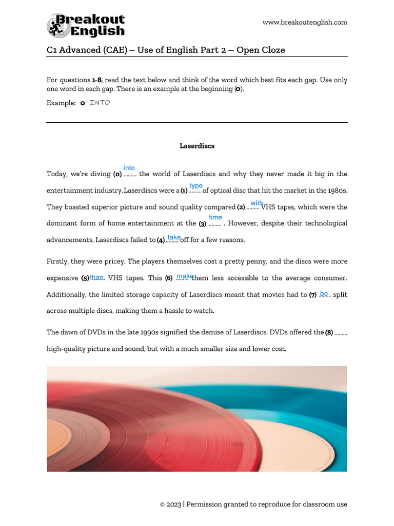 C1 Advanced Use of English Part 2 Open Cloze C | PDF