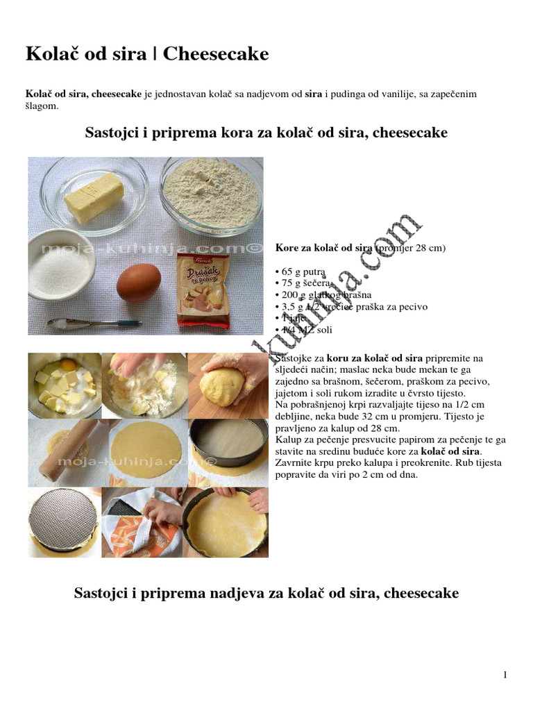 Kolac Od Sira Cheesecake | PDF