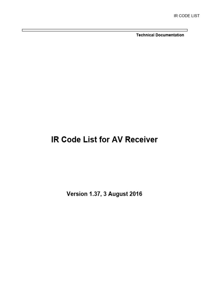 Onkyo IR Codes 2016 | PDF | Computer Science | Computer Engineering