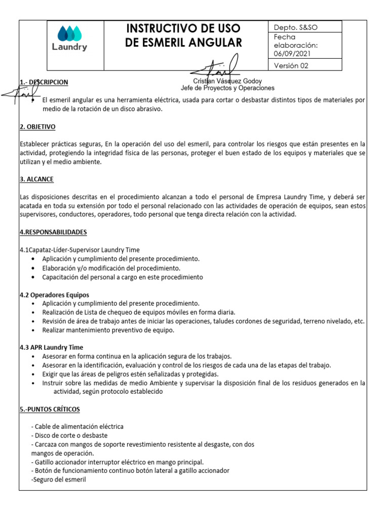 Instructivo Uso de Esmeril | PDF | Herramientas