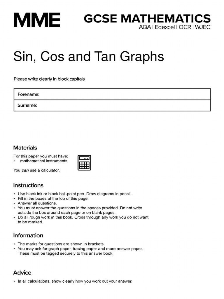 Graphing Sin, Cos, and Tan Functions | PDF | Trigonometric Functions ...