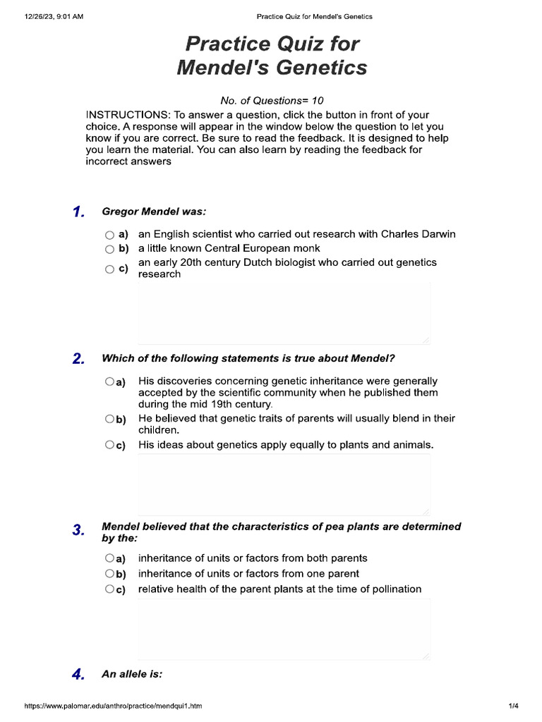 Genetics Questions | PDF