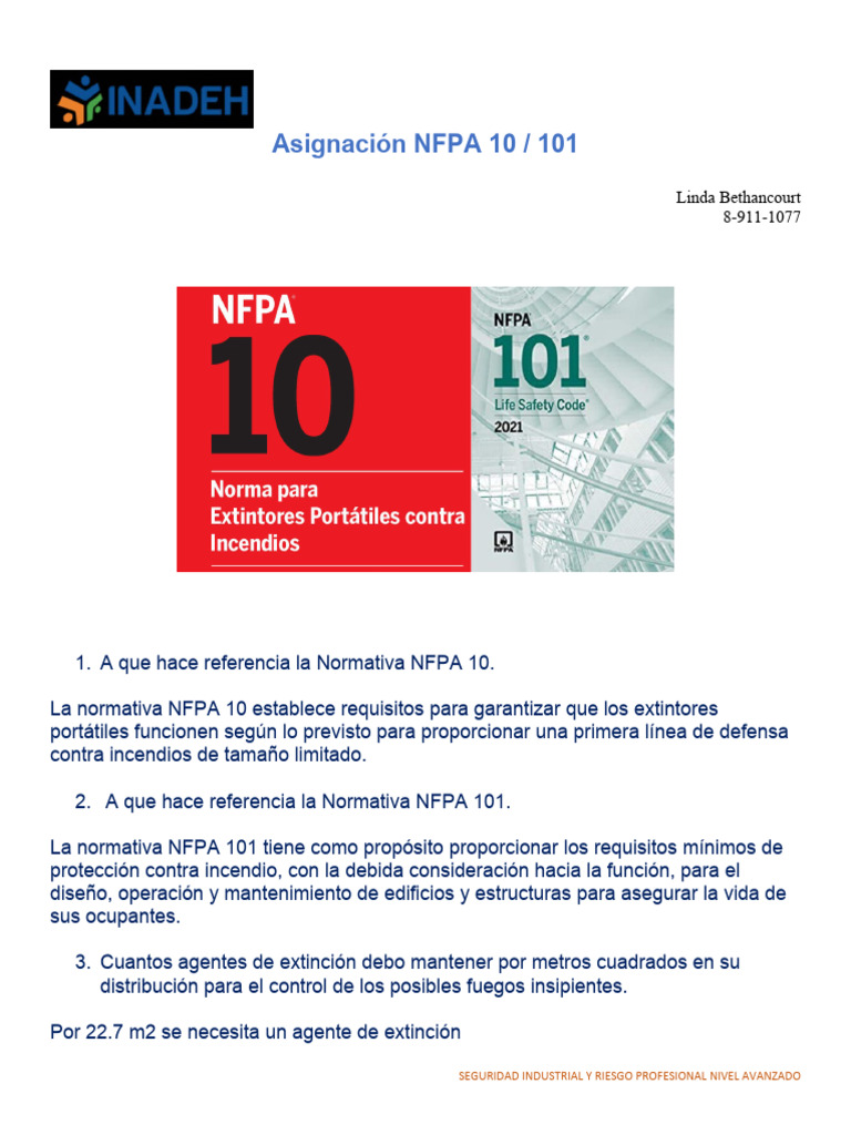 Normativas NFPA 10 y 101: Requisitos Clave | PDF | Hogar, jardinería y ...