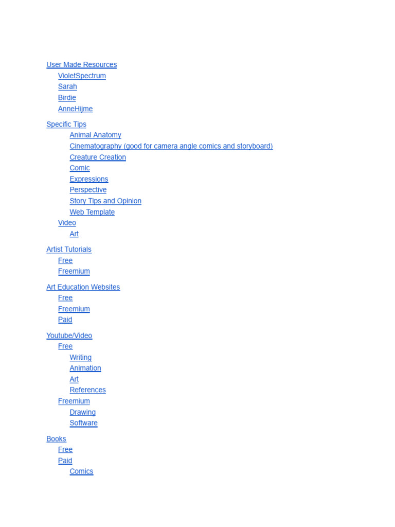 Index of Resources | PDF | Evernote | You Tube