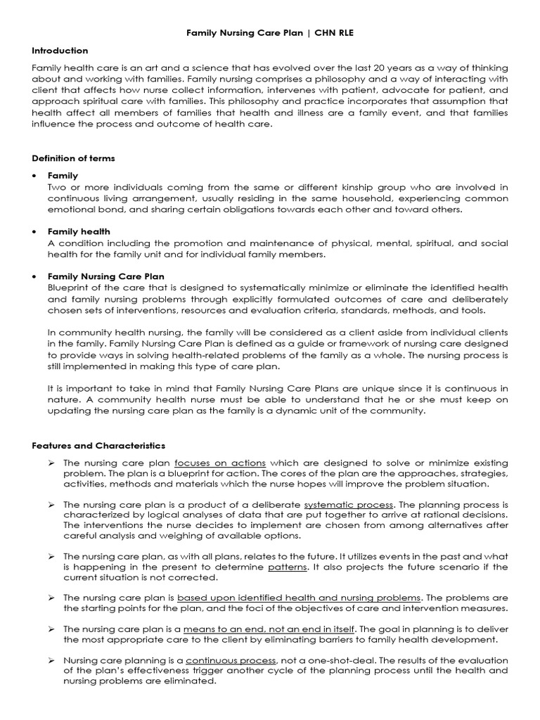 Family Nursing Care Plan | PDF | Nursing | Family