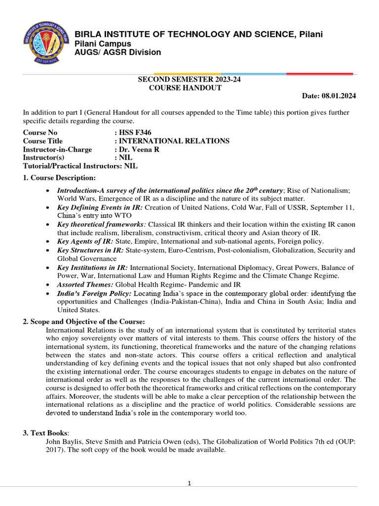 HSS F346 1626 20240108154529 | PDF | International Relations | Global Politics