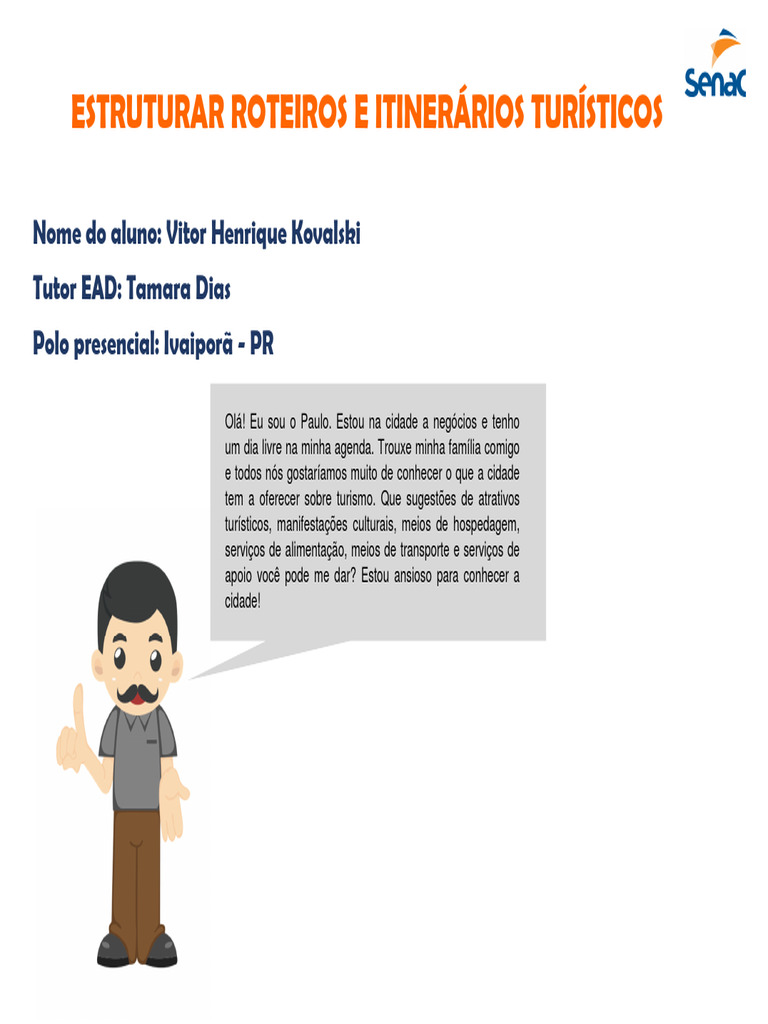 Roteiros e Itinerários Turísticos - Atividade 1 | PDF