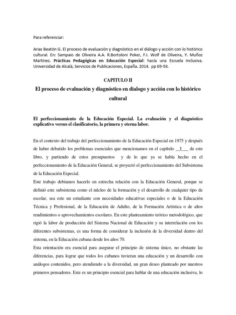 Beaton - El Processo de Evaluacion y Diagnostico | PDF | Evaluación | Sicología
