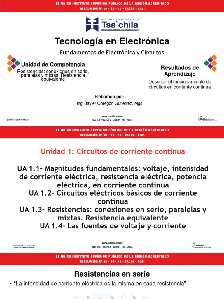 Resistencias Conexiones en Serie, Paralelas y Mixtas. Resistencia Equivalente | Descargar gratis ...