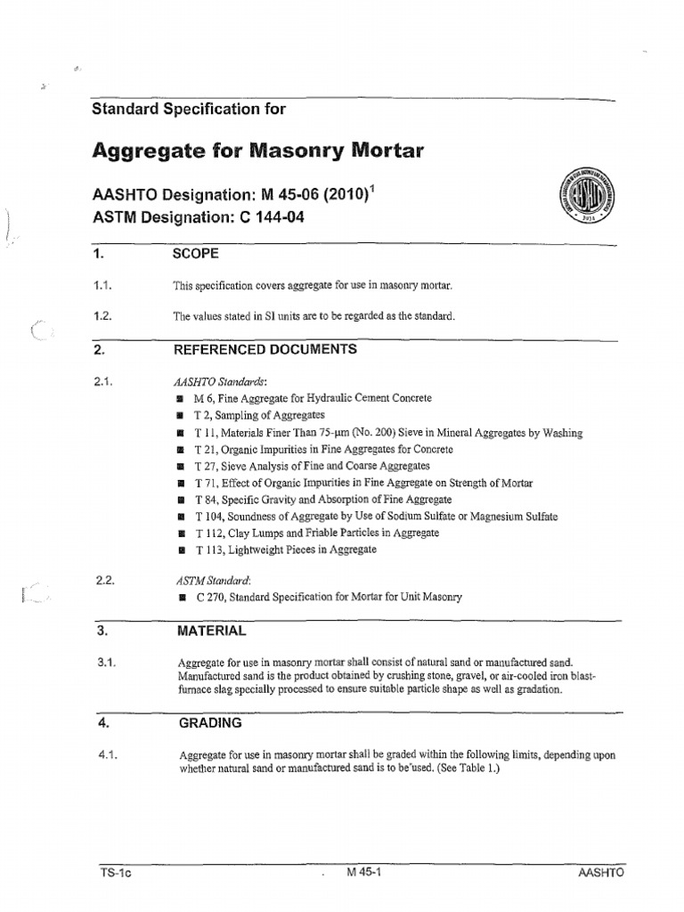 AASHTO M-45 (Año 2010) | PDF