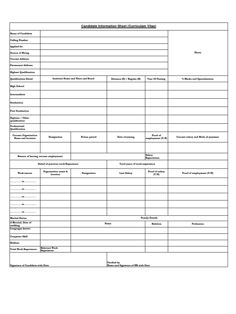 Candidate Information and Employment Details | PDF