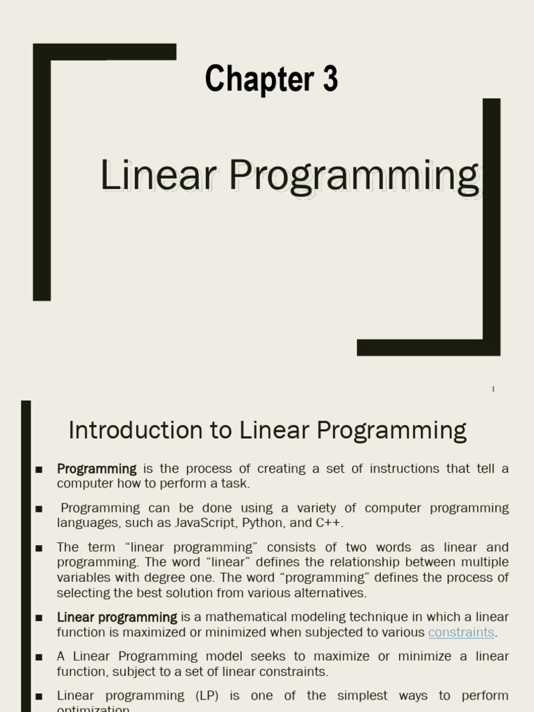 Chapter 3 Linear Programing Download Free Pdf Linear Programming Mathematical Optimization