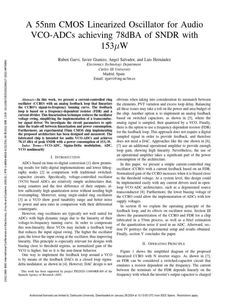 A 55nm CMOS Linearized Oscillator For Audio VCO-ADCs Achieving 78dBA of ...
