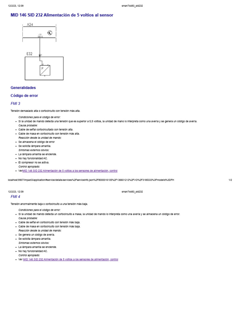 MID 146 SID 232 Alimentación de 5 Voltios Al Sensor | PDF