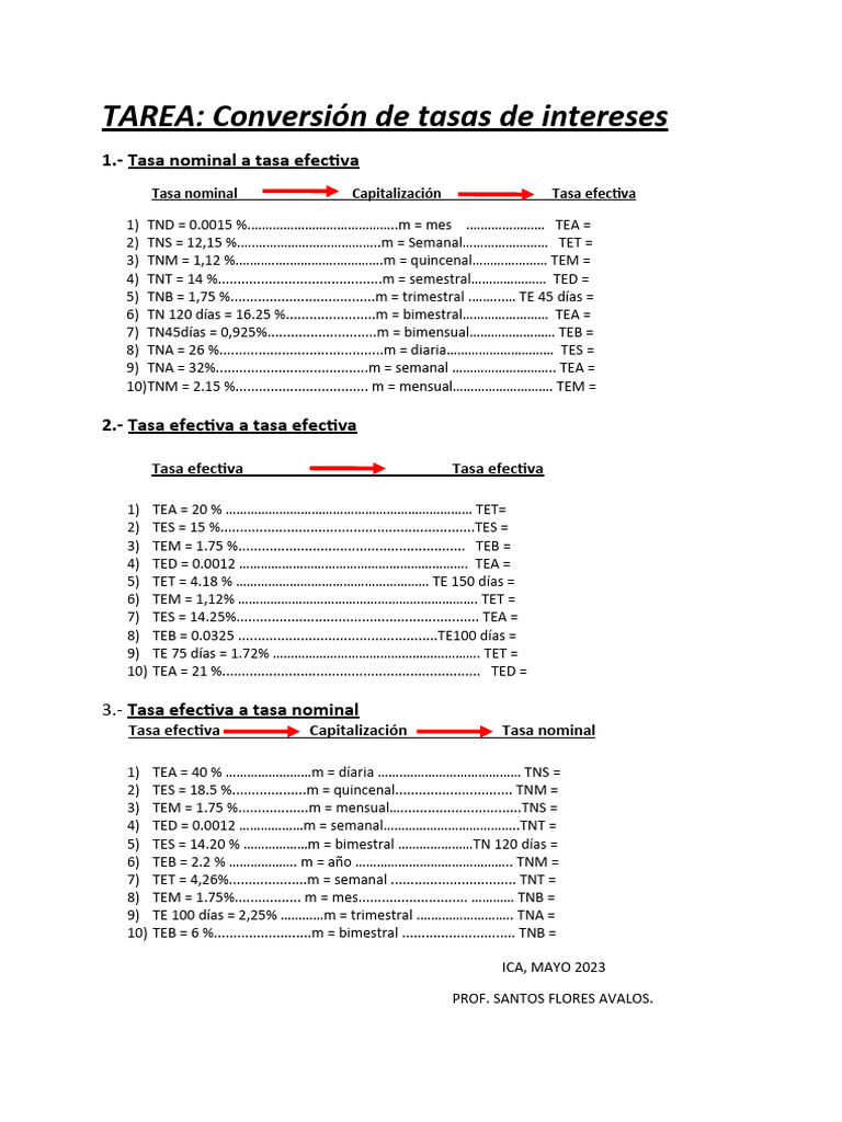 Conversion Tasa | PDF