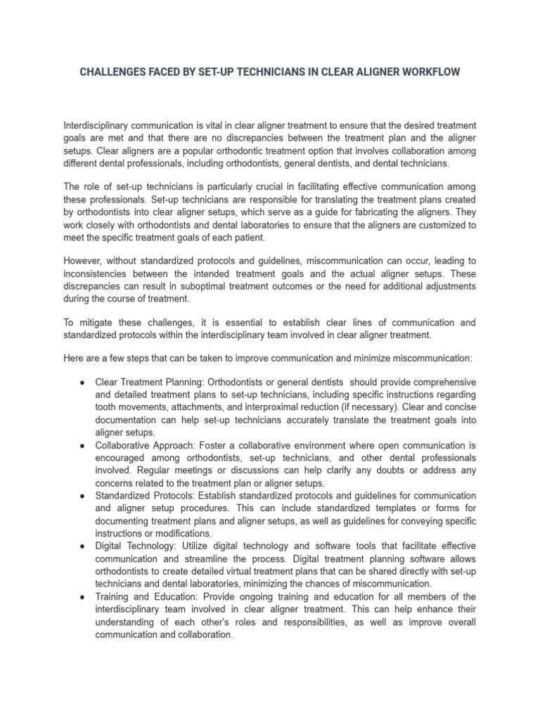 Challenges Faced by Set Up Technicians - 2 | PDF | Orthodontics ...