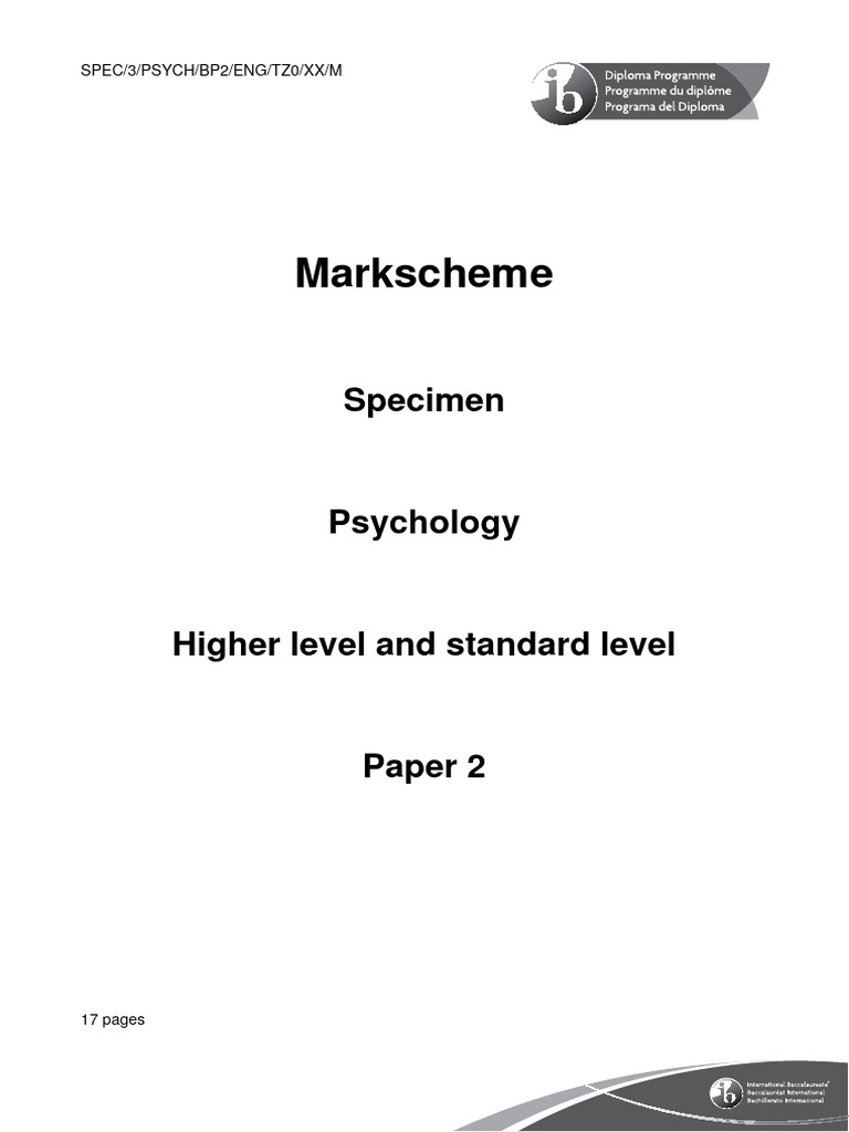 IB Psychology Paper 2 Markscheme | PDF | Attachment Theory | Mental Disorder