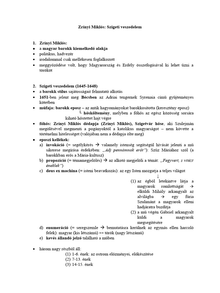 Zrínyi Miklós - Szigeti Veszedelem | PDF