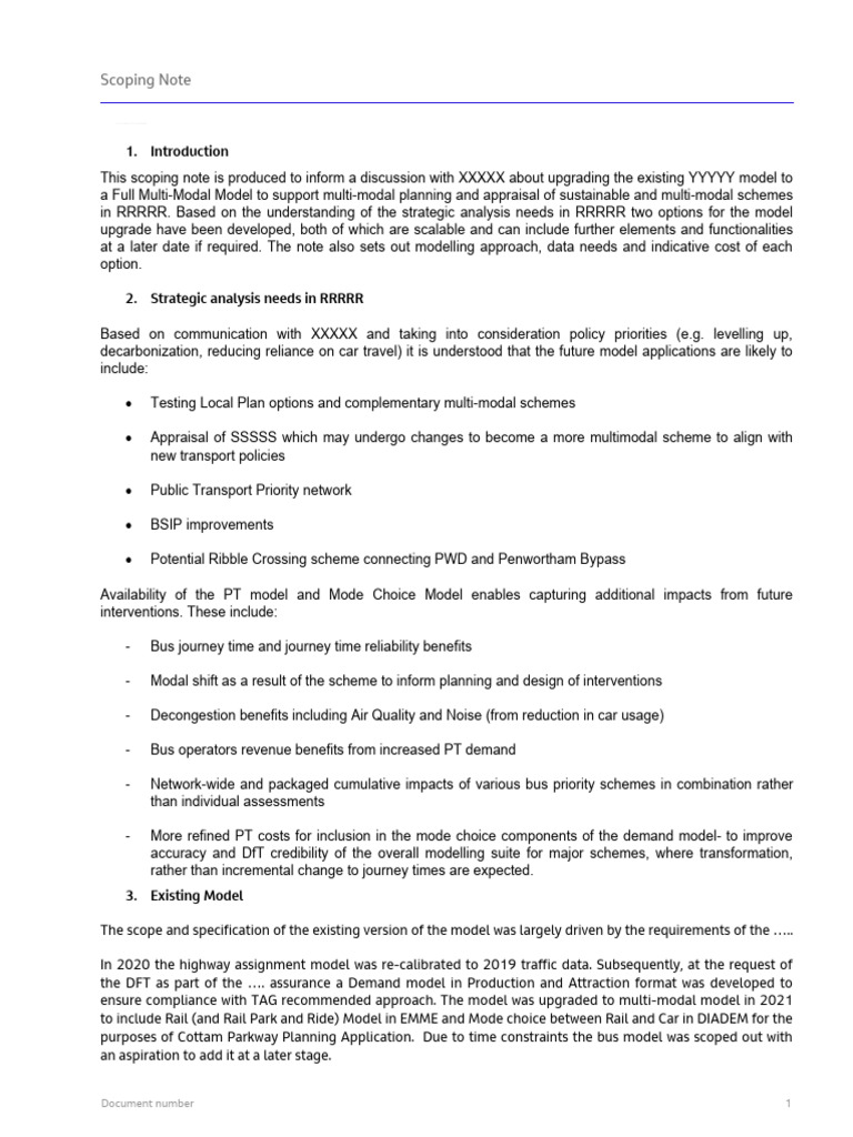 PT Model Upgrade Scoping Note | PDF | Public Transport | Highway