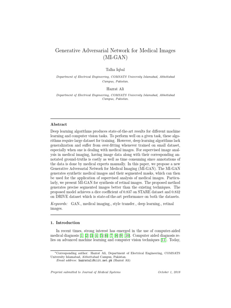 Generative Adversarial Network For Medic | PDF | Receiver Operating Characteristic | Deep Learning
