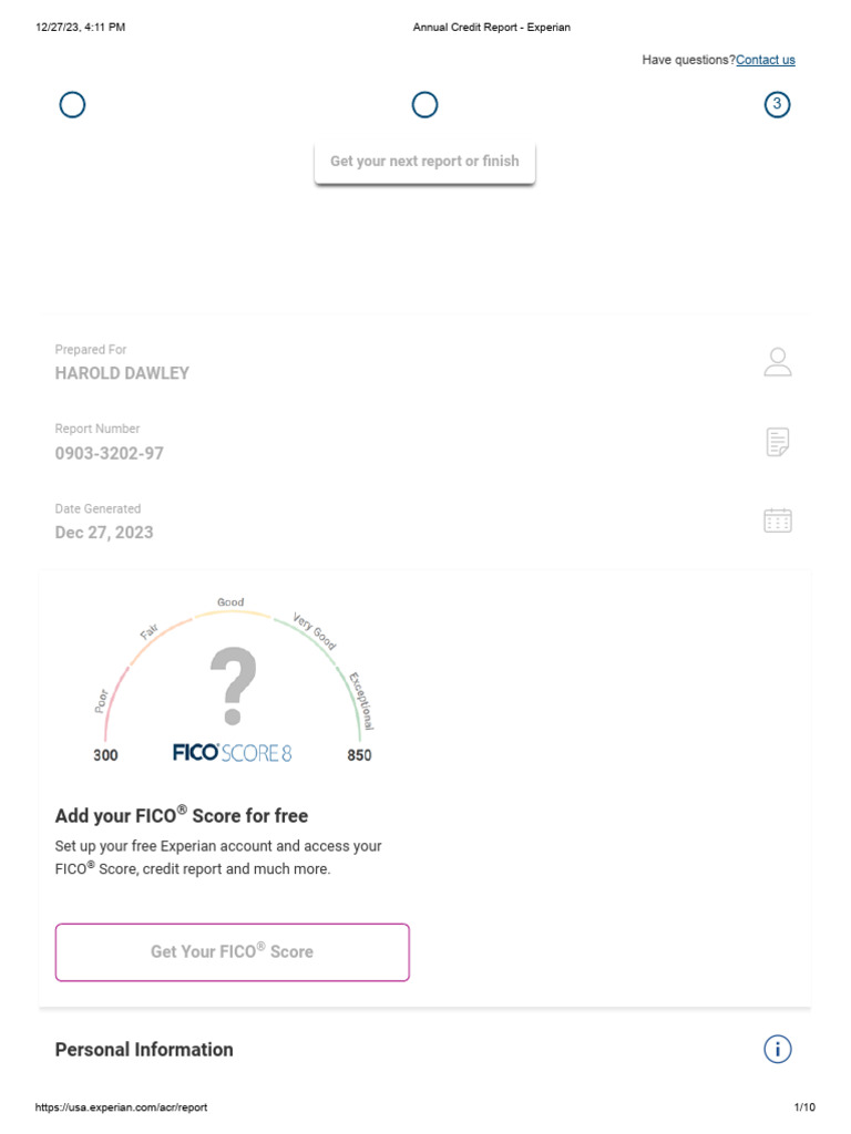 Annual Credit Report - Experian | PDF | Credit Bureau | Credit Score