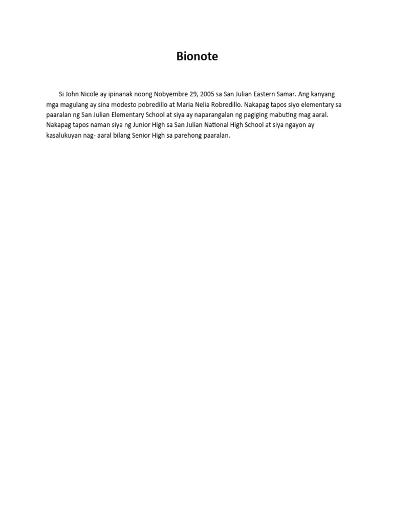 Bionote John Nicole WPS Office | PDF