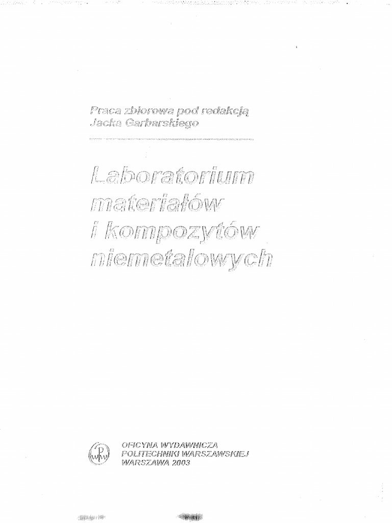 Garbarski J. - Laboratorium Materiałów I Kompozytów Niemetalowych | PDF