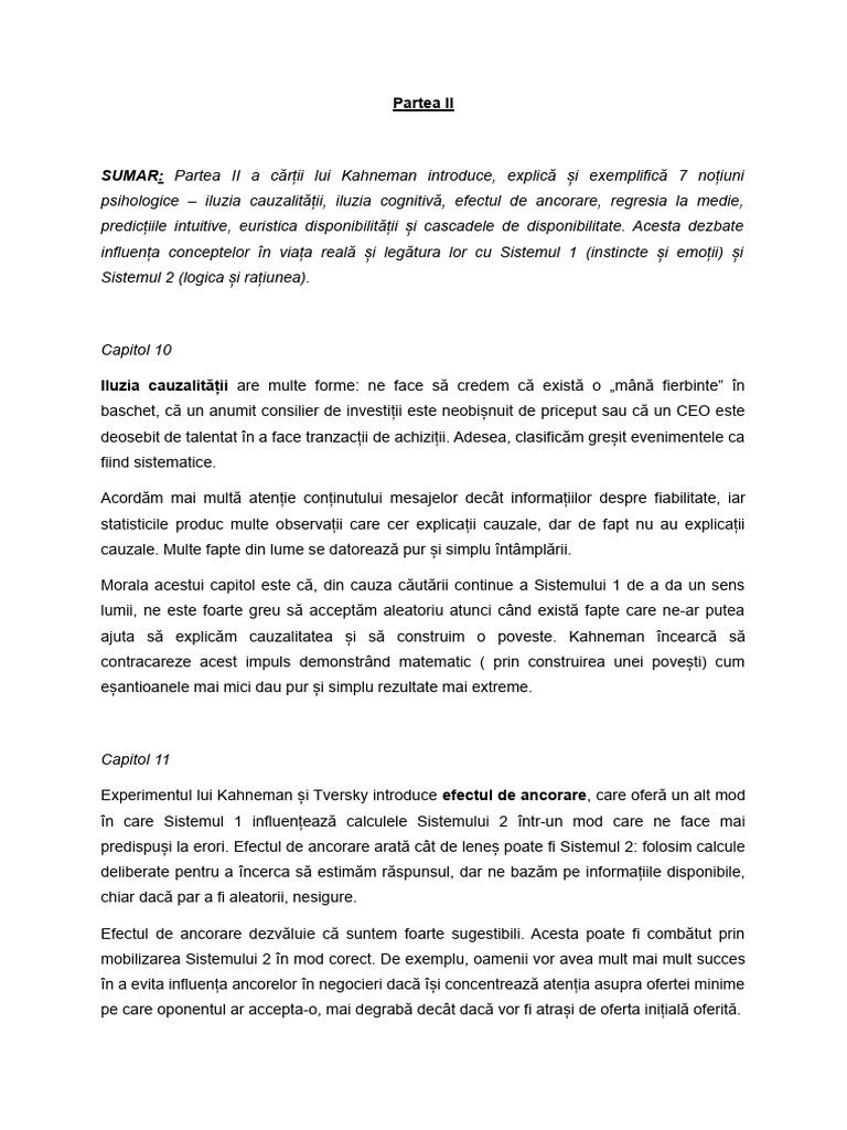 Partea II / Carte Kahneman Thinking Fast and Slow | PDF
