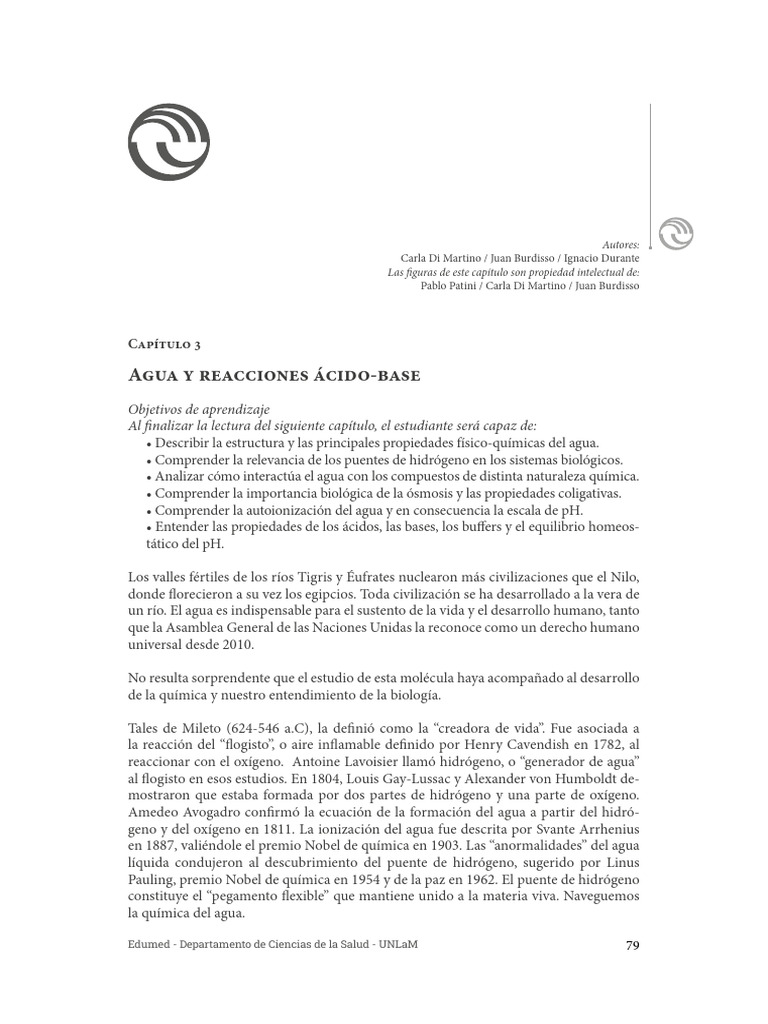 Capi Tulo 3 Agua y Reacciones a Cido Base | PDF | Polaridad química | Ácido