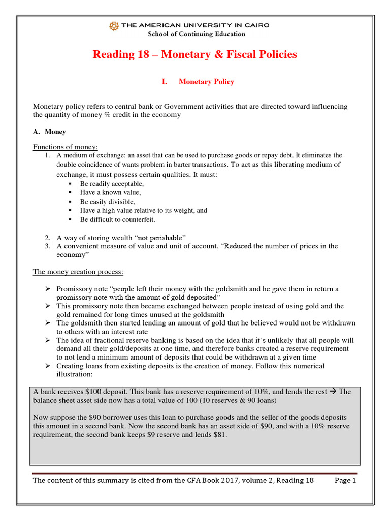 Economics Reading 18 | PDF | Monetary Policy | Inflation