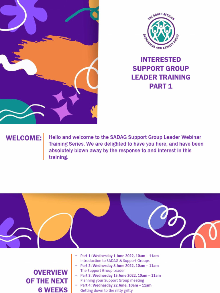 SADAG Support Group Leader Training | PDF | Psychotherapy | Mental Disorder