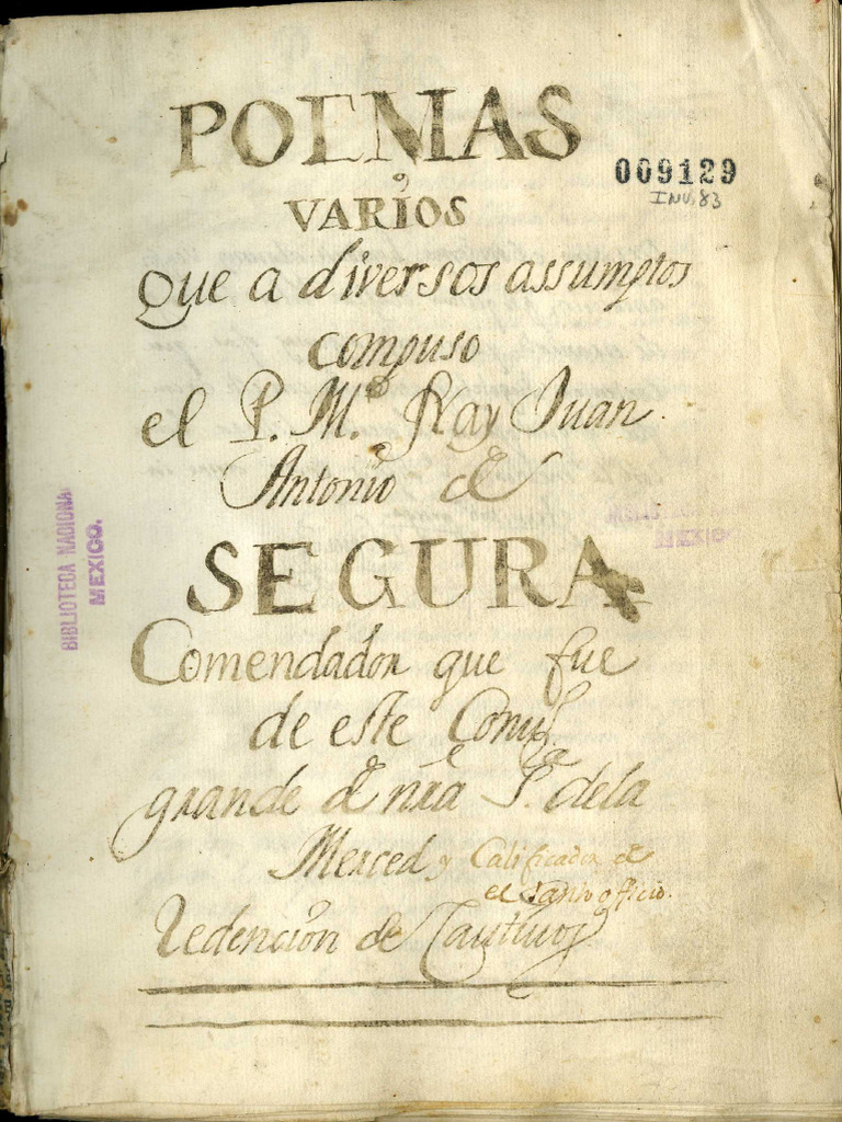 Segura Poemas Varios Ms. 1595 | PDF