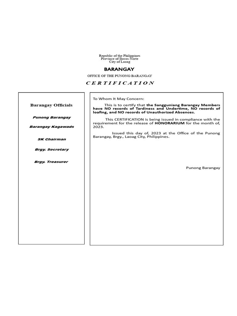 Certificate of No Absences | PDF