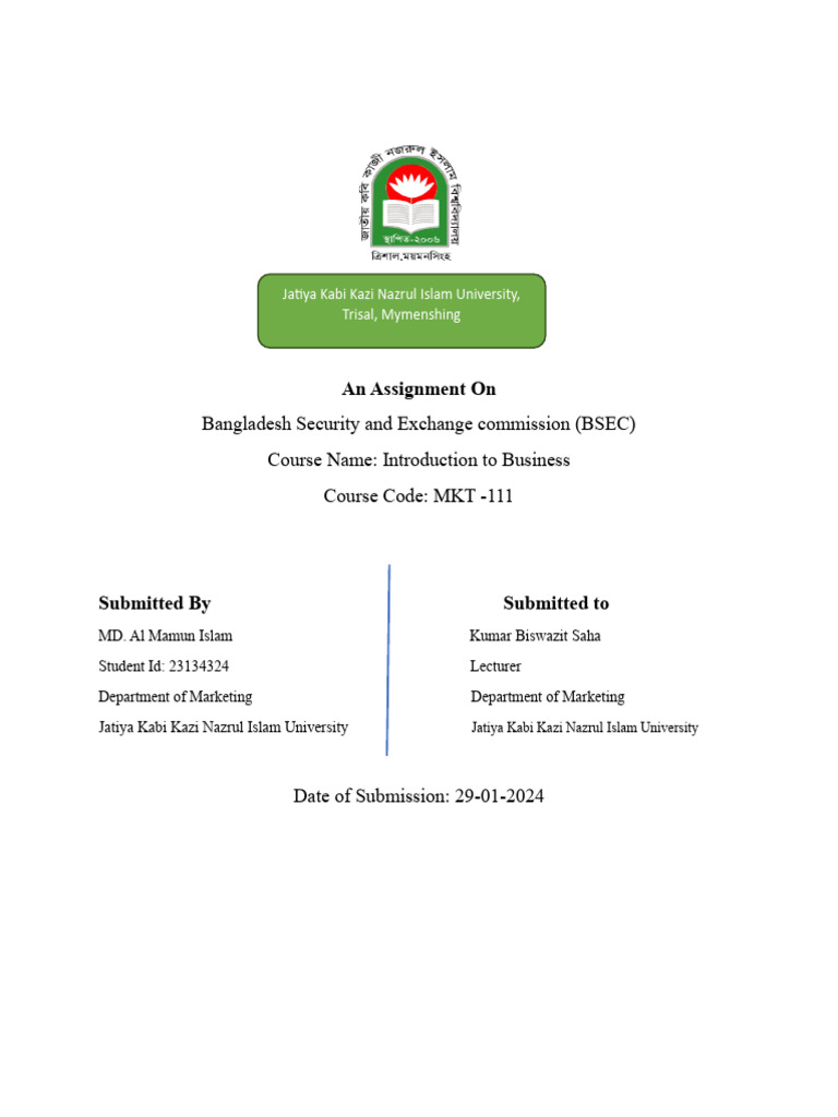 Bangladesh Security and Exchange Commission (BSEC) | PDF | Securities (Finance) | Stocks