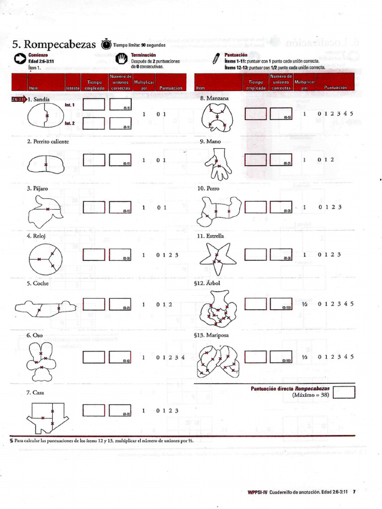 Protocolo de Registro WPPSI | PDF