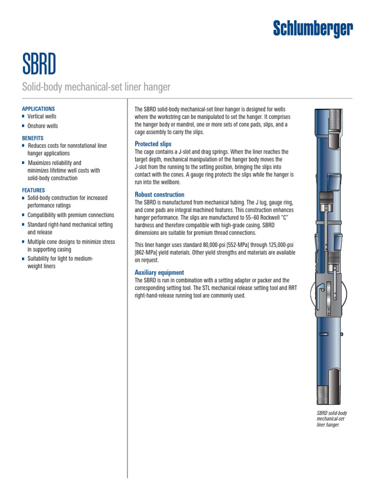 SLB SBRD Solid Body Mechanical Set Liner Hanger Ps | PDF | Applied And ...