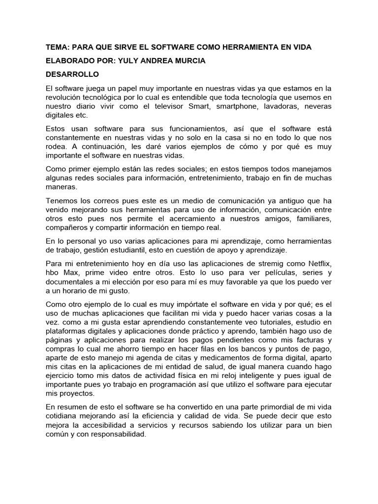 Tema para Que Sirve El Software Como Herramienta en Vida | PDF | Software de la aplicacion ...