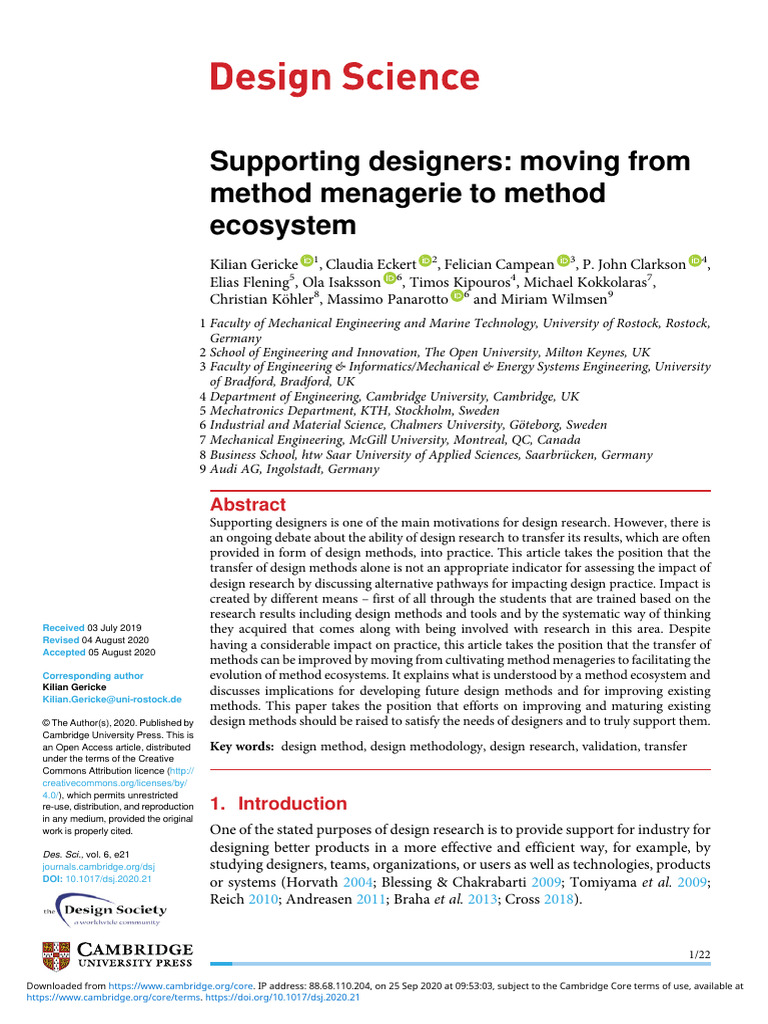 Supporting Designers Moving From Method | PDF | Design | Methodology