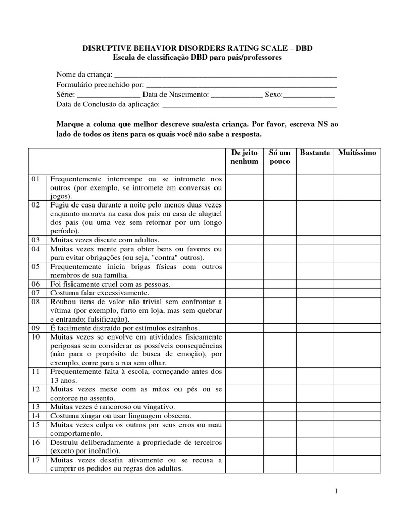 Escala Tod - DBD | PDF | Transtorno de déficit de atenção e ...