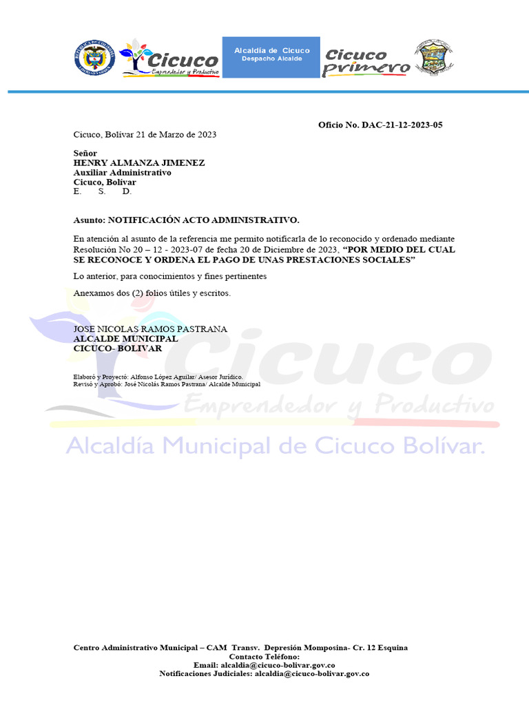 Oficio No 21 12 2023 07 Notificacion Resolucion Pdf