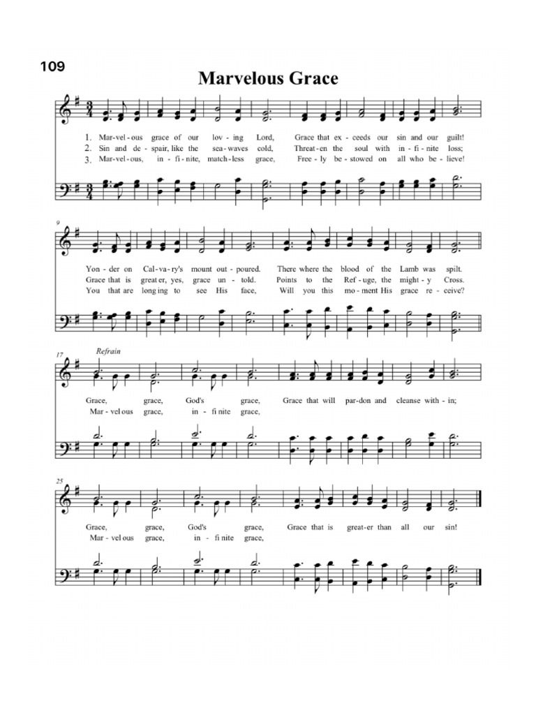 Hymn 109 - Marvelous Grace | PDF