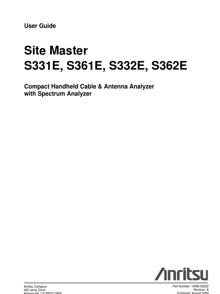 Site Master S331E, S361E, S332E, S362E: User Guide | PDF | Menu ...