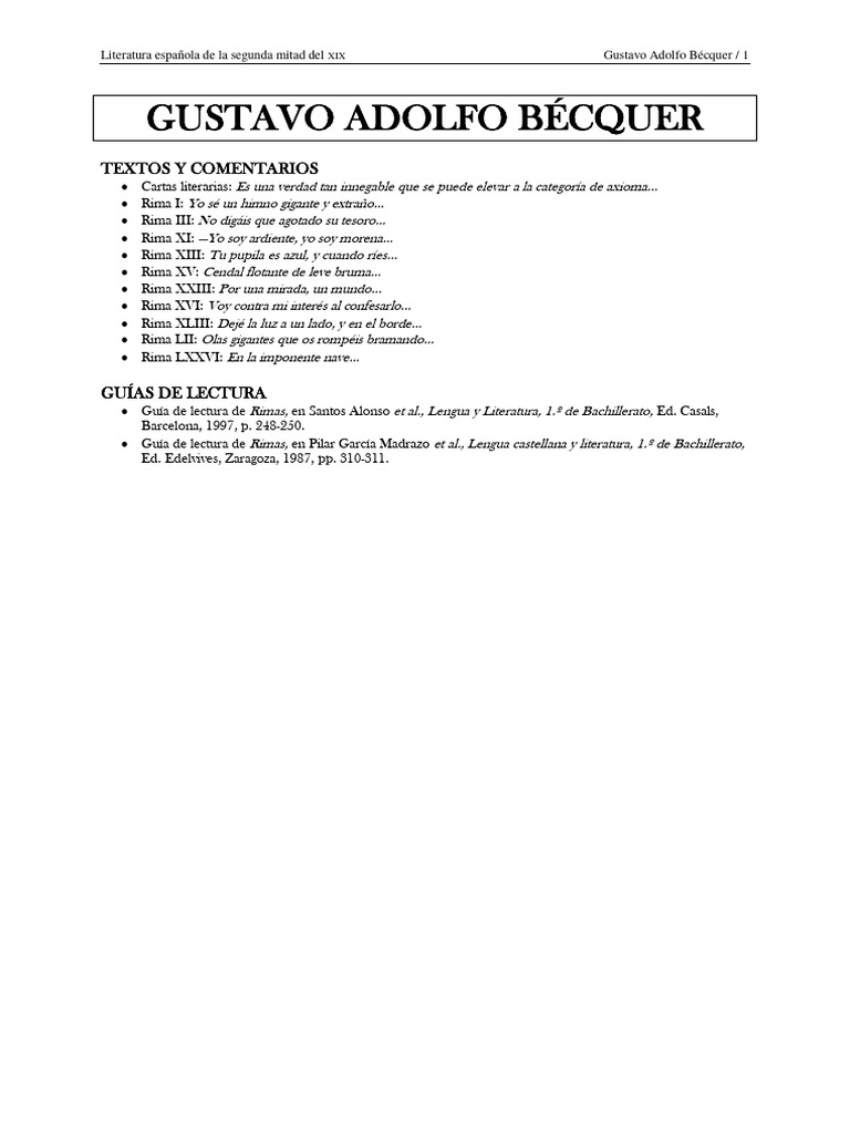 Bécquer | PDF | Poesía | Autor
