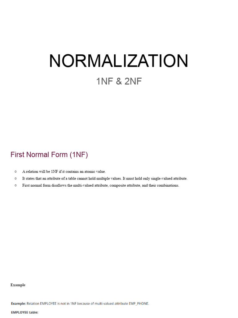 1NF & 2NF Normalization | PDF