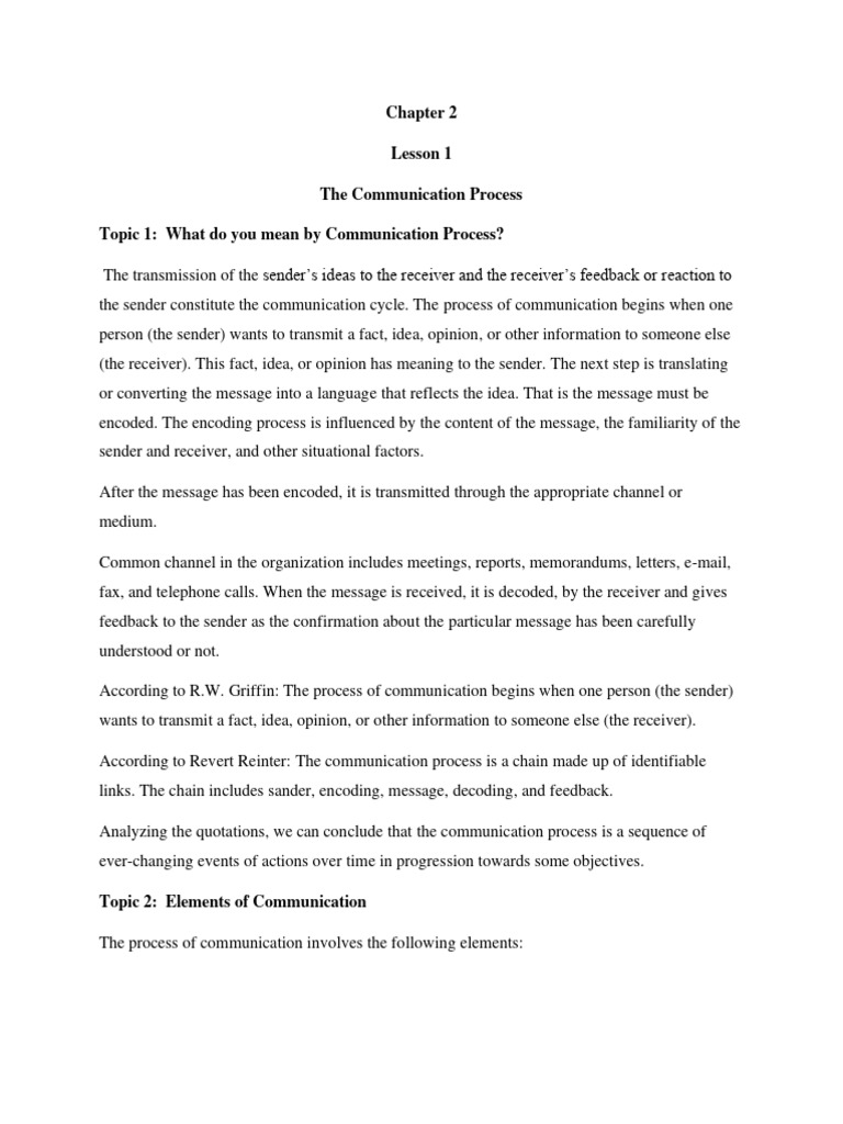 4 Chapter2 Lesson 1 (The Communication Process) | PDF | Communication | Information