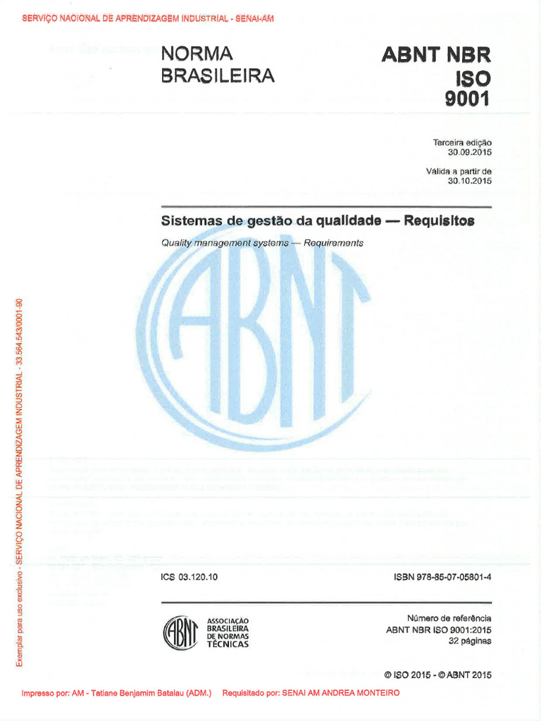 NBR Iso 9001 - 2015 | PDF